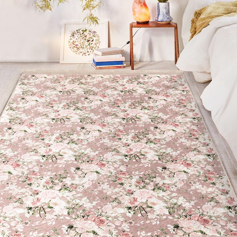 Rustic Farmhouse Area Rug - Classic Rose Carpet -french Cottage Runner ...