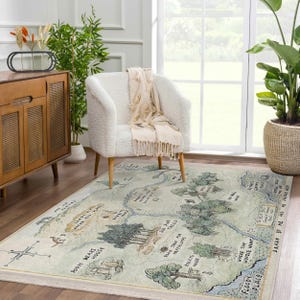 Fairy Tale Woodland Area Rug - Winnie Grip Backing Rug - Cartoon Map ...