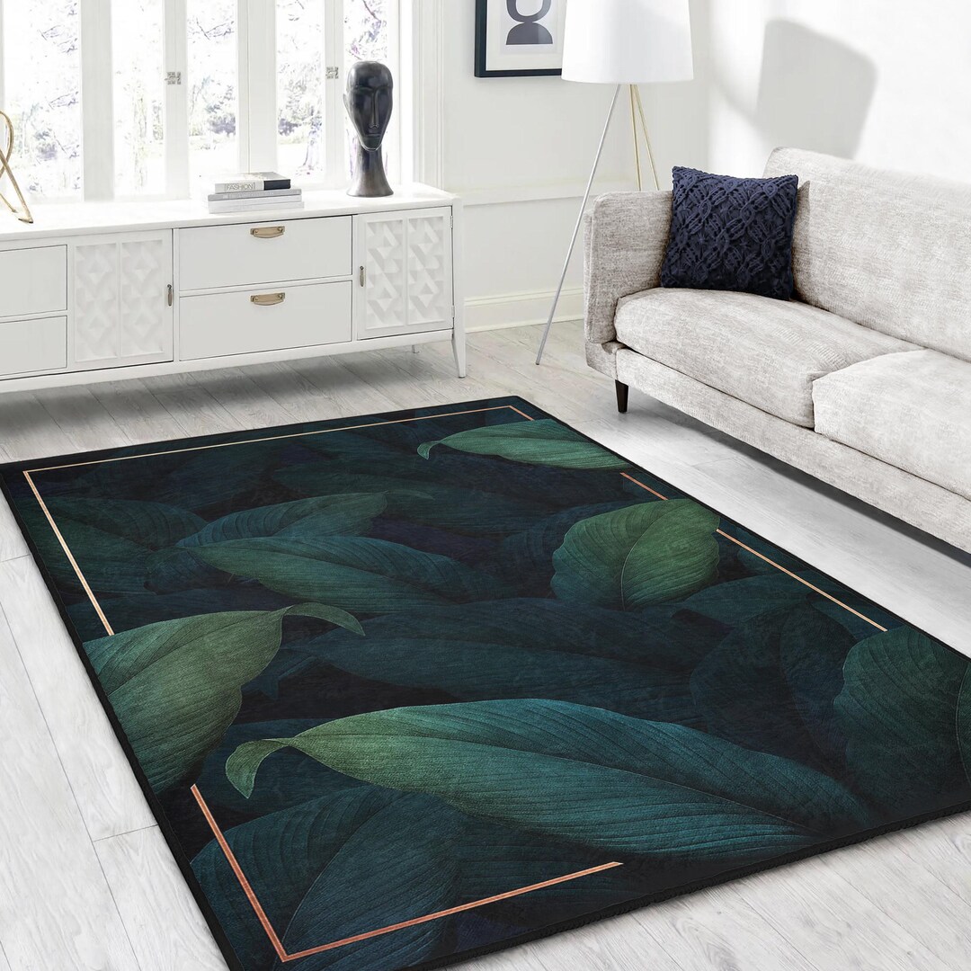 Tropical Rainforest Leaf Washable Area Rug-monstera Carpet-exotic ...