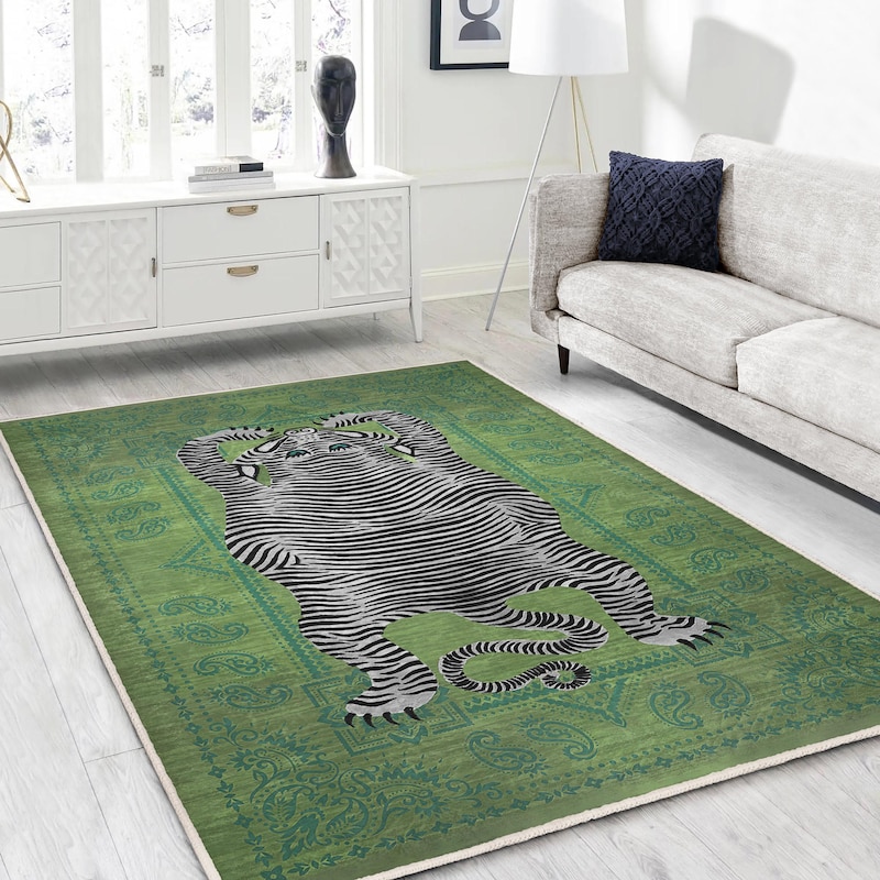 White Tiger Leopard Rug - Etsy