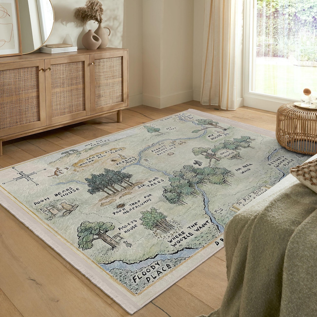Fairy Tale Woodland Area Rug - Winnie Grip Backing Rug - Cartoon Map ...