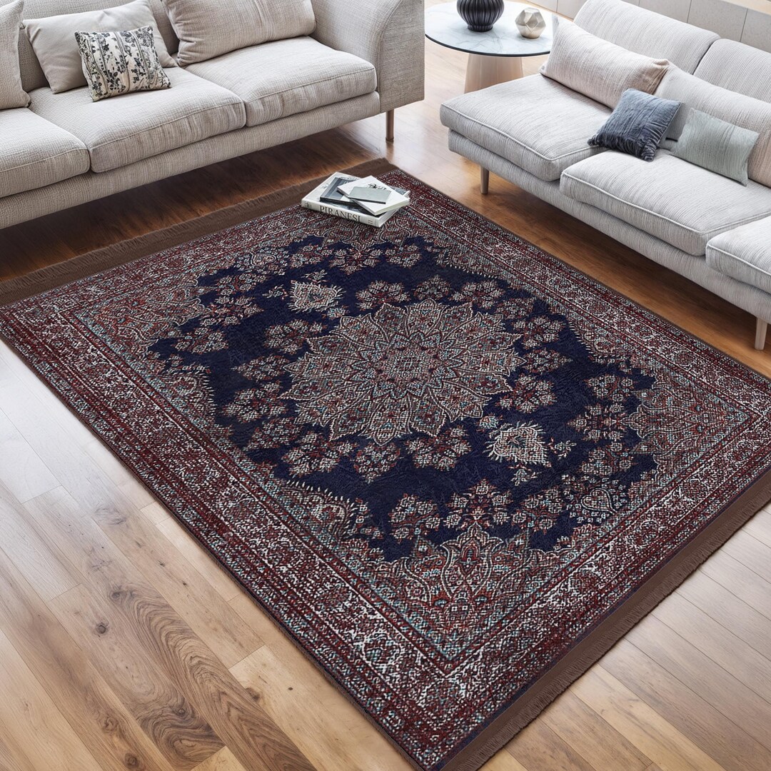 Middle Eastern Area Rug for Living Room - Medallion Washable Throw Rug ...