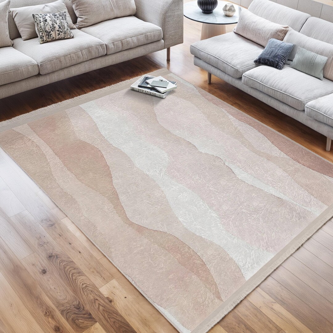 Gradient Wave Area Rug - Curvy Slip Free Rug - Lines Washable Office ...