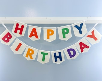 Happy Birthday Pastel Rainbow Felt Banner - Etsy