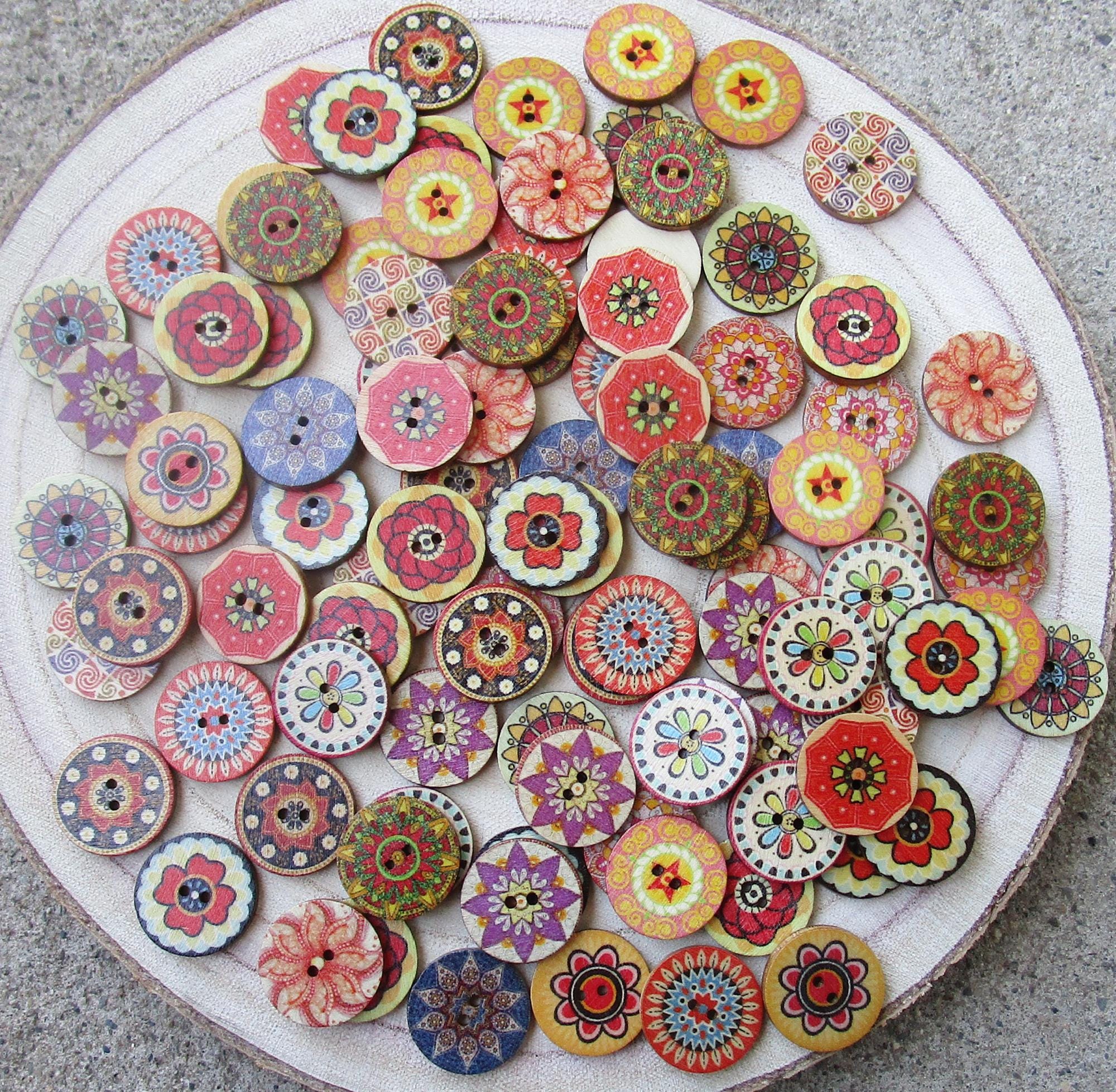 100 Wood Decorative Buttons, 3/4 Inch, 2 Hole Button - Etsy