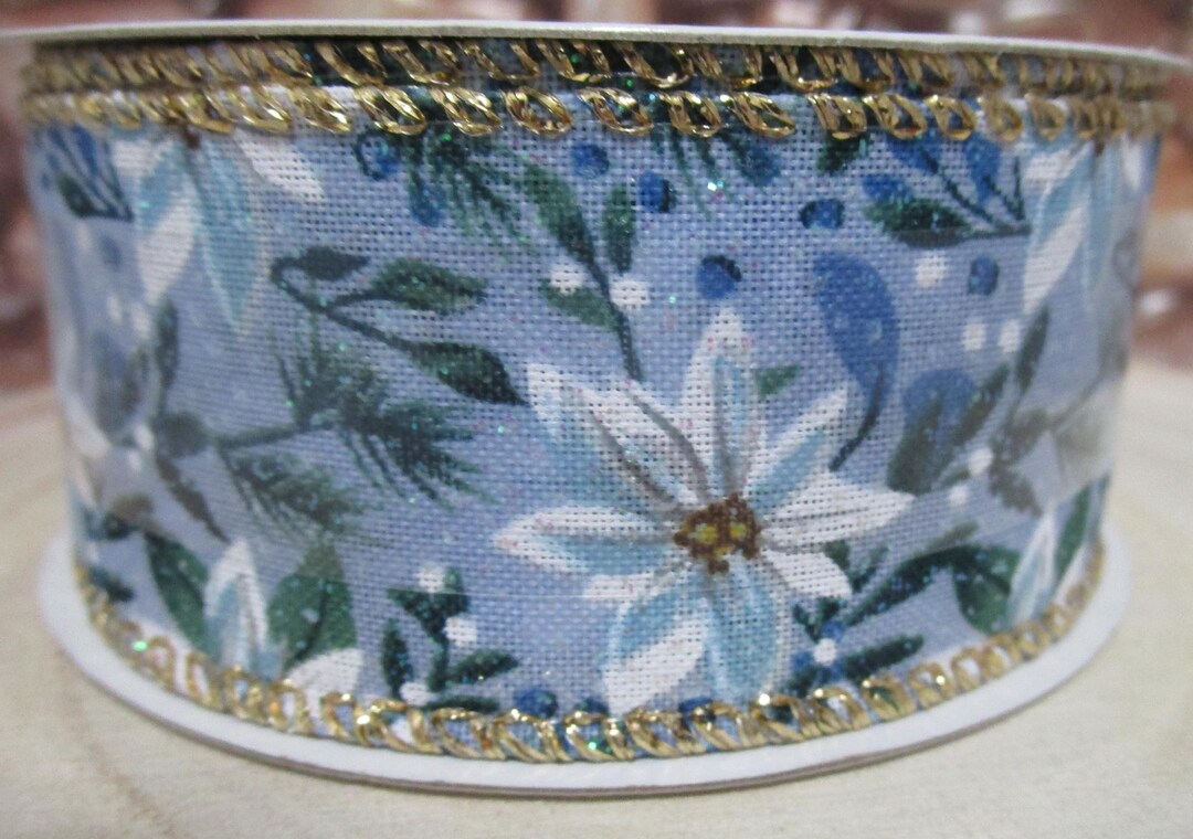 Blue Christmas Wired 1 1/2 Inch Holiday Ribbon - Etsy
