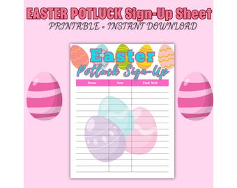 Easter Potluck Sign-up Sheet Printable, Easter Dinner Planner, Easter ...