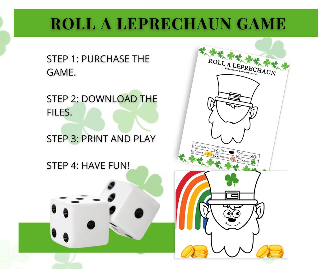 Roll A Leprechaun St. Patrick's Day Kid's Dice Game - Etsy