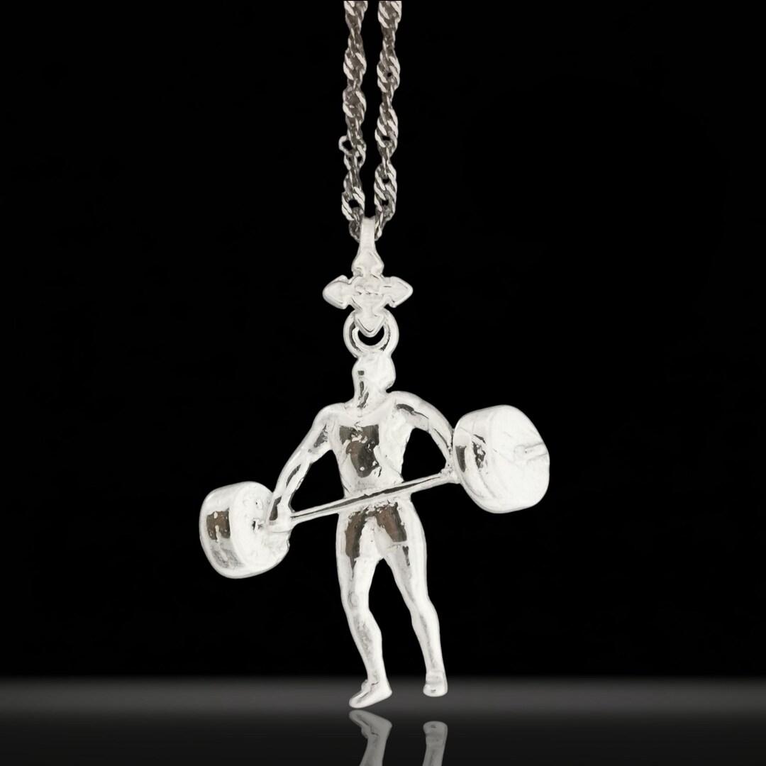 Sterling Silver Weightlifting Pendant – Handmade Gym Jewelry for ...