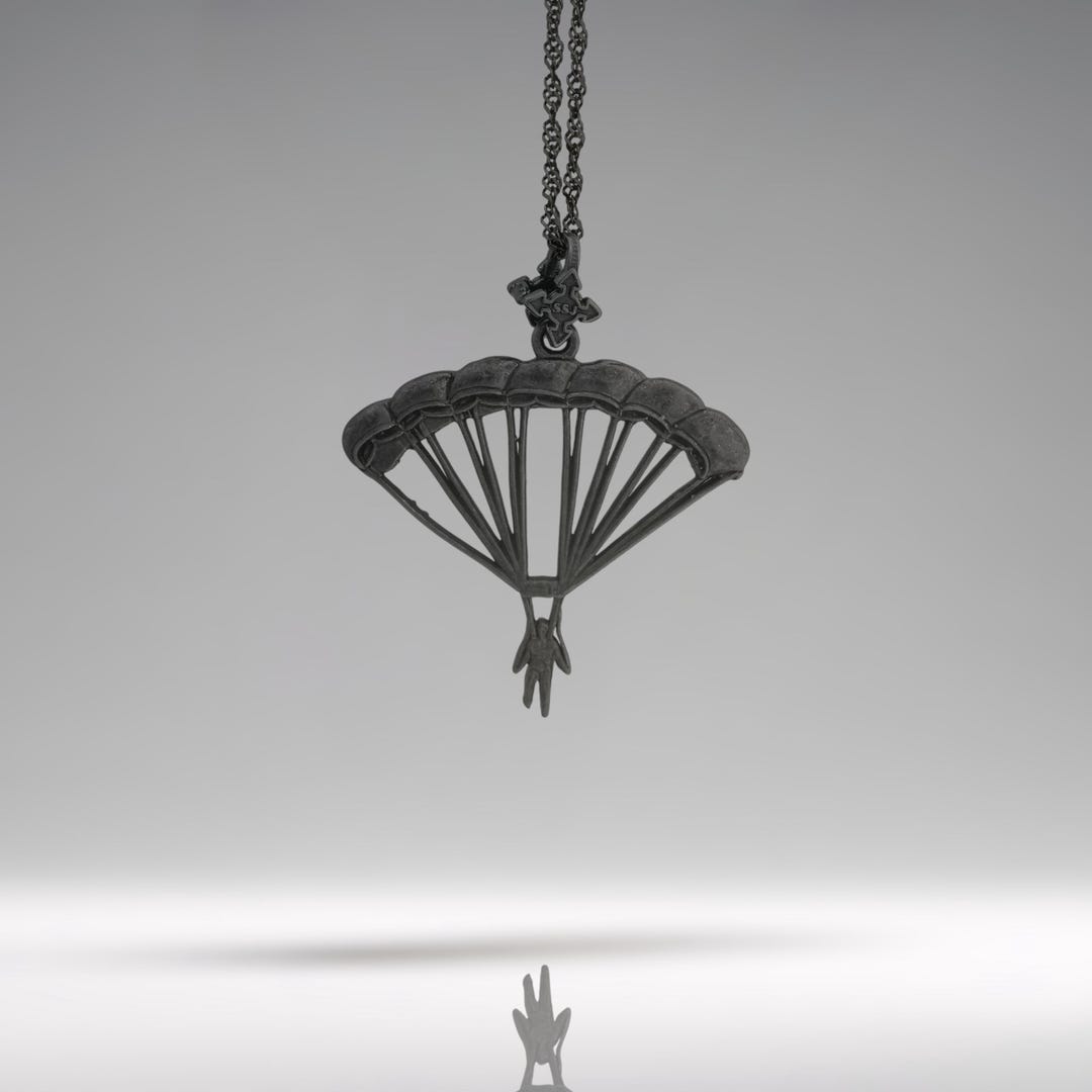 Oxidized Sterling Silver Skydiving Pendant – Handmade Sports Charm - Etsy