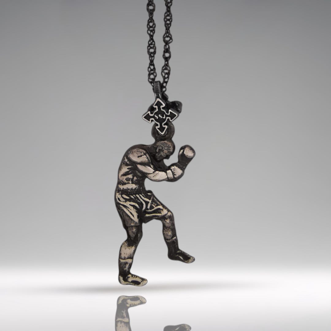 Vintage Style Sterling Silver Boxing Pendant – Handmade Sports Jewelry ...