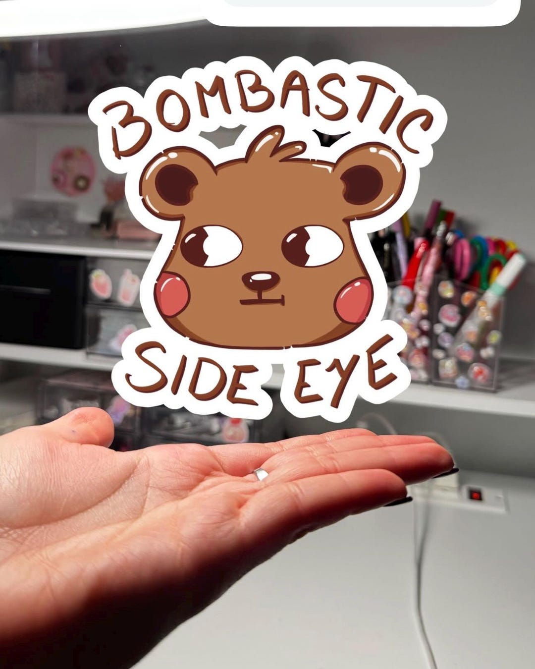 Bombastic Side Eye Bear Sticker – Funny Cute Animal Holographic Vinyl ...