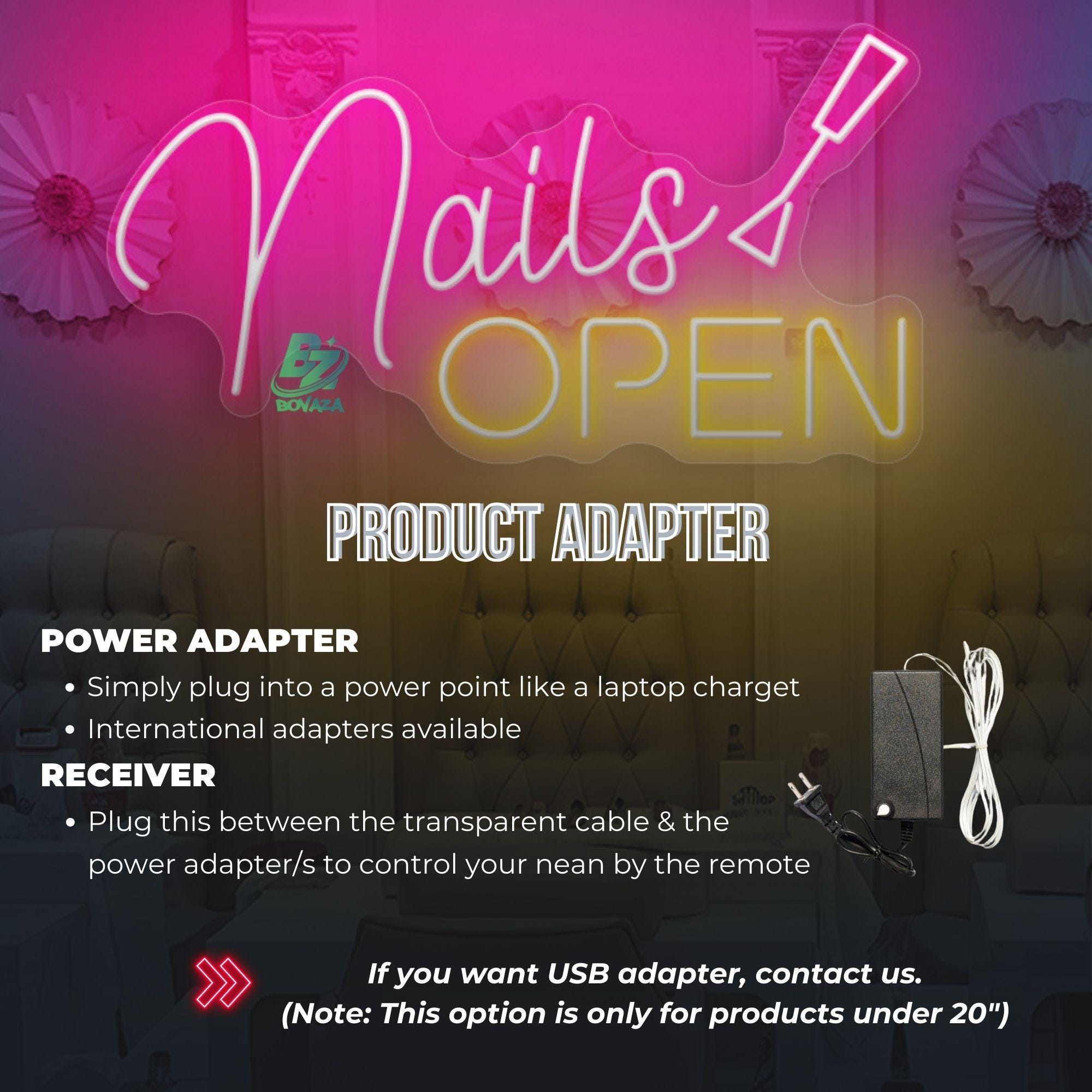 Nails Open Neon Sign LED Nail Salon Sign Pink Beauty Studio Light ...