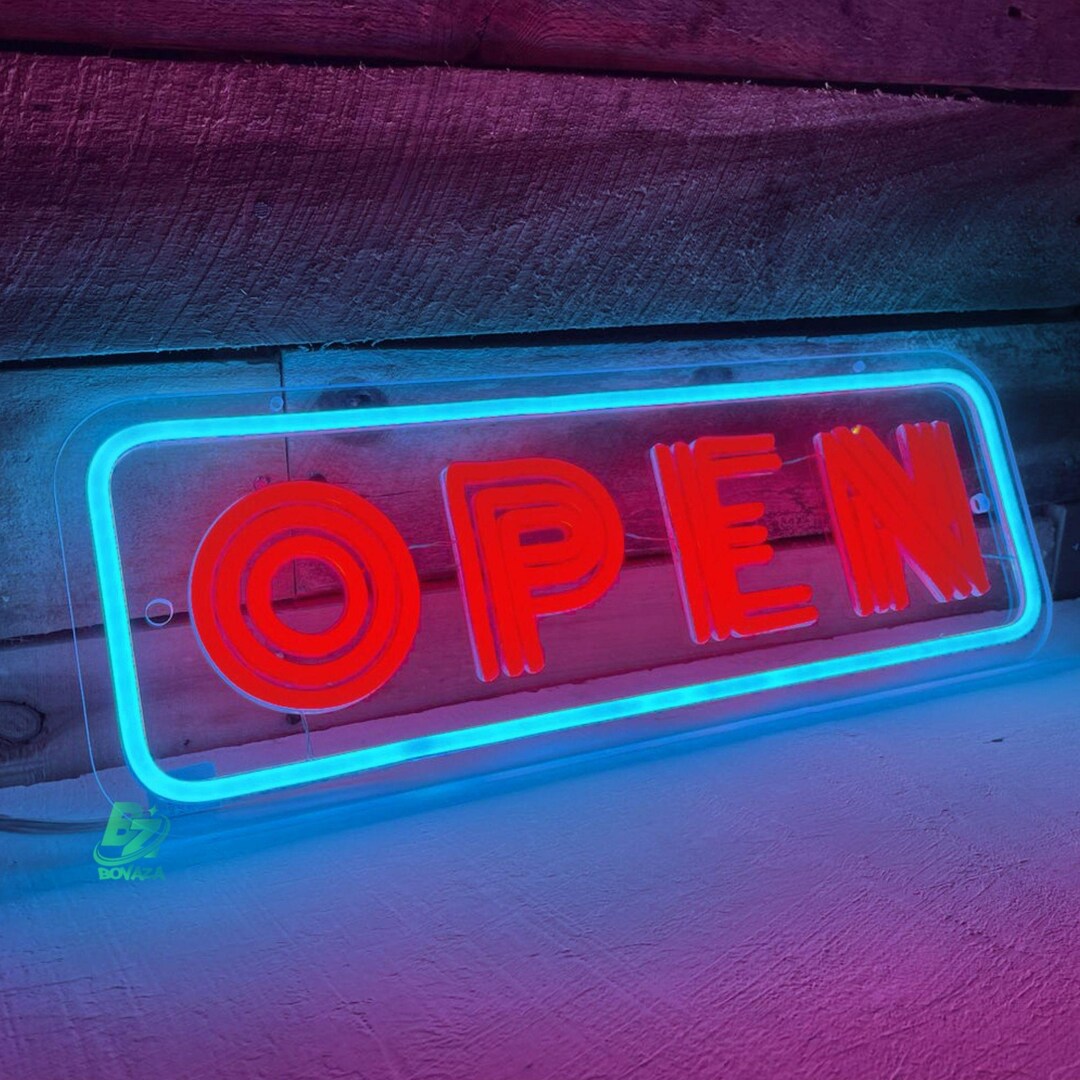 Retro Open Sign Neon Open Sign LED Neon Open Wall Decor Minimalist Open ...