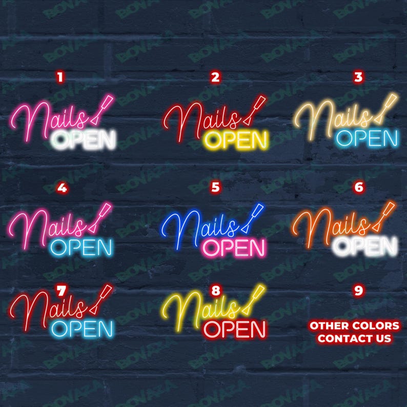 Nails Open Neon Sign LED Nail Salon Sign Pink Beauty Studio Light ...