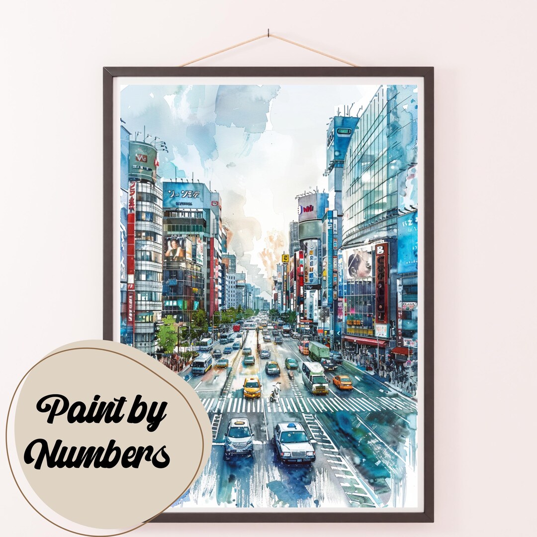 Shibuya Morning Hustle Paint by Numbers Kit: Tokyo Cityscape DIY ...