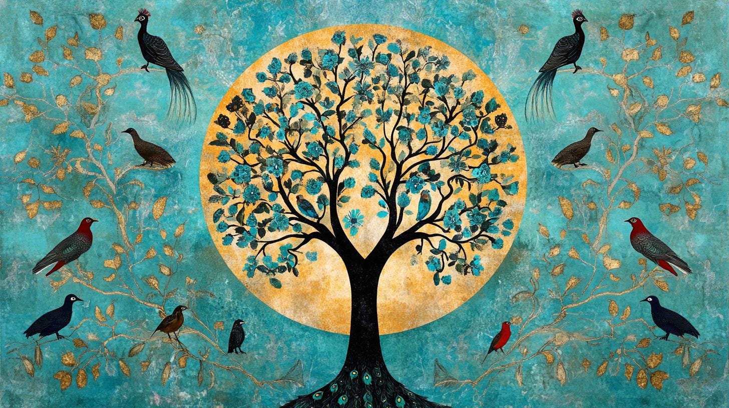 Tree of Harmony Paint by Numbers Kit: Botanical Teal Art - Etsy