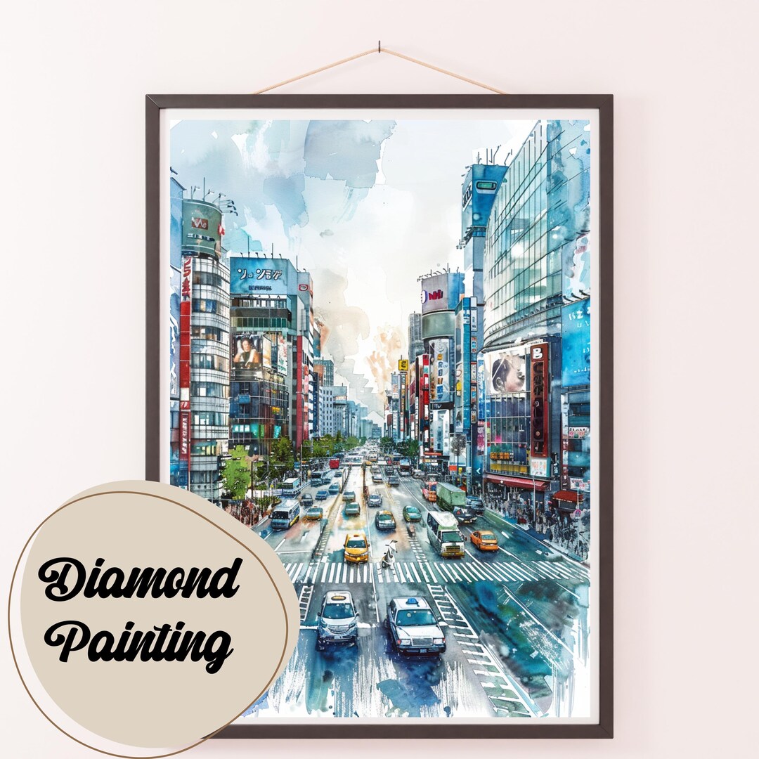 Shibuya Morning Diamond Painting Kit: Tokyo Cityscape Gem Art - Etsy