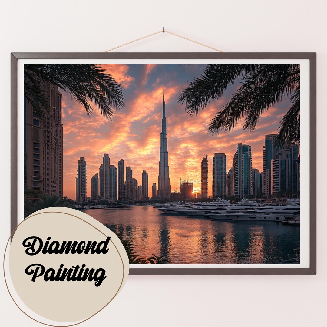 Dubai Skyline Diamond Painting Kit: Modern Cityscape Gem Art - Etsy