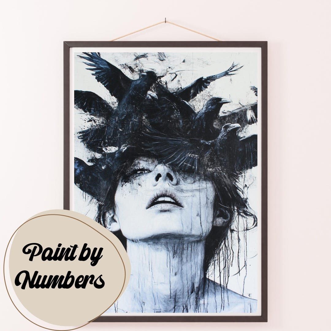 Raven's Requiem Paint by Numbers Kit: Dark Art DIY Painting - Etsy