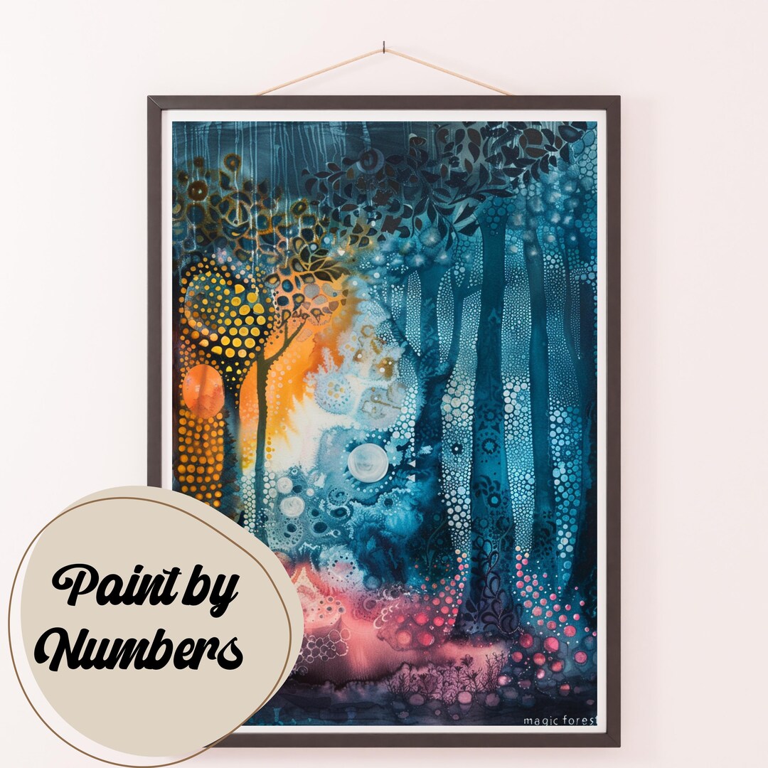 Enchanted Forest Paint by Numbers Kit: Abstract Acrylic DIY Art - Etsy