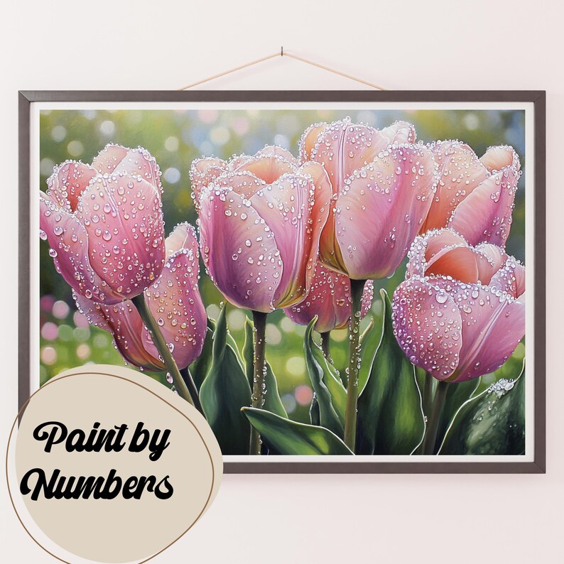 Dew-kissed Tulips Paint by Numbers Kit: DIY Floral Painting - Etsy