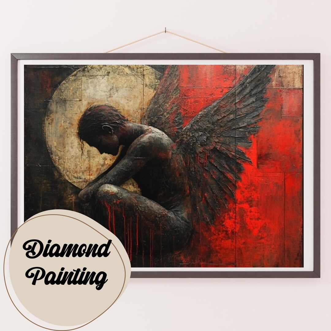 Diamond Painting Kit: Fallen Angel, Gem Art for Adults & Kids, Gift ...