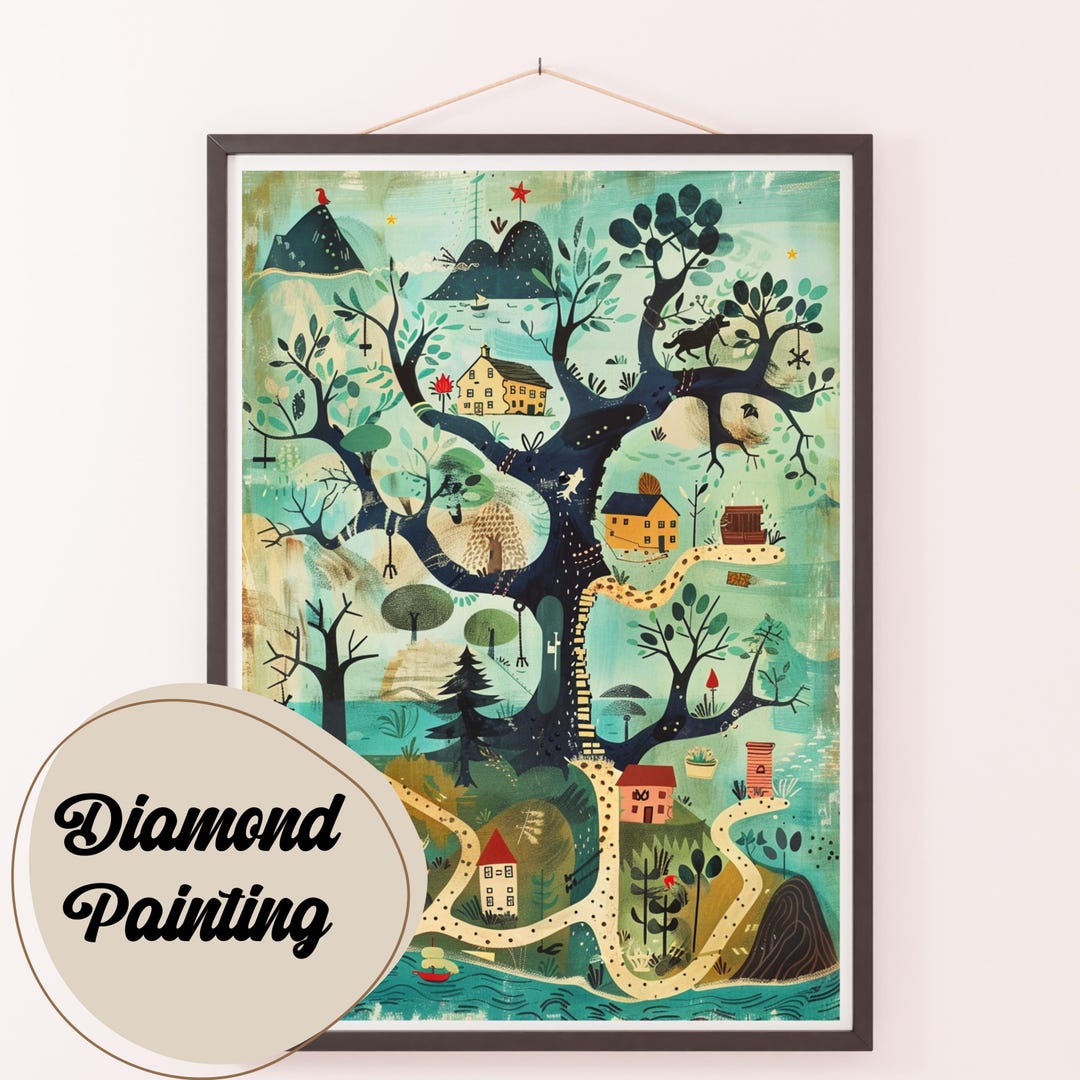 Treehouse Adventure Map Diamond Painting Kit: Relaxing Gem Art - Etsy