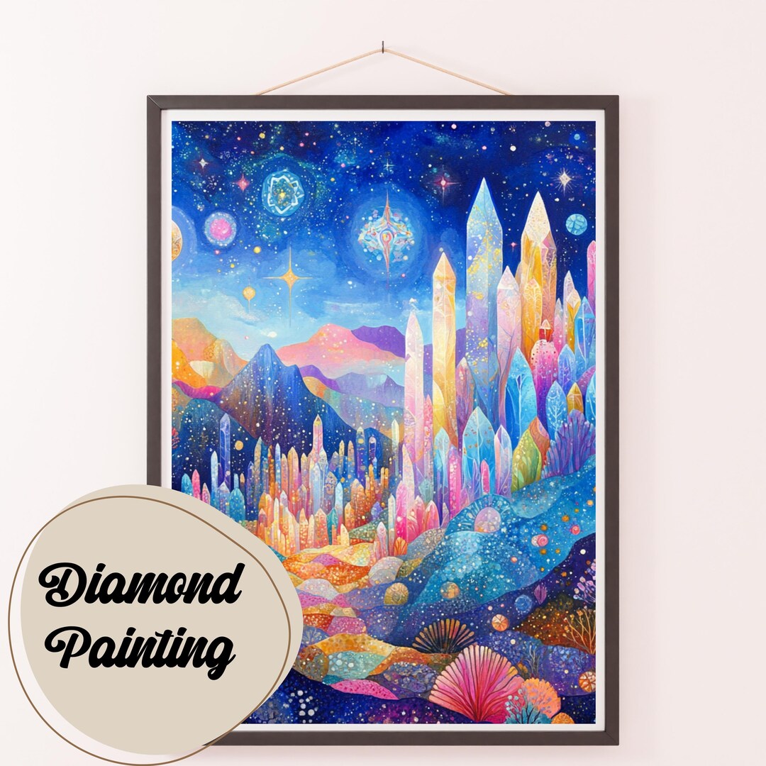 Diamond Painting Kit: Celestial Crystals, Gem Art for Adults & Kids ...