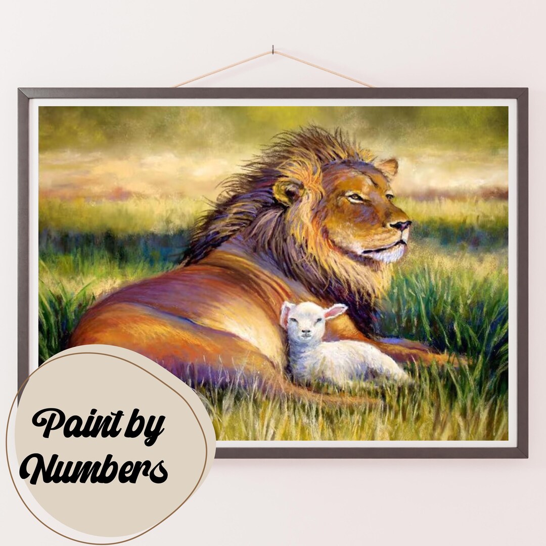 Lion and Lamb Paint by Numbers Kit: Kingdom of Peace DIY Art - Etsy