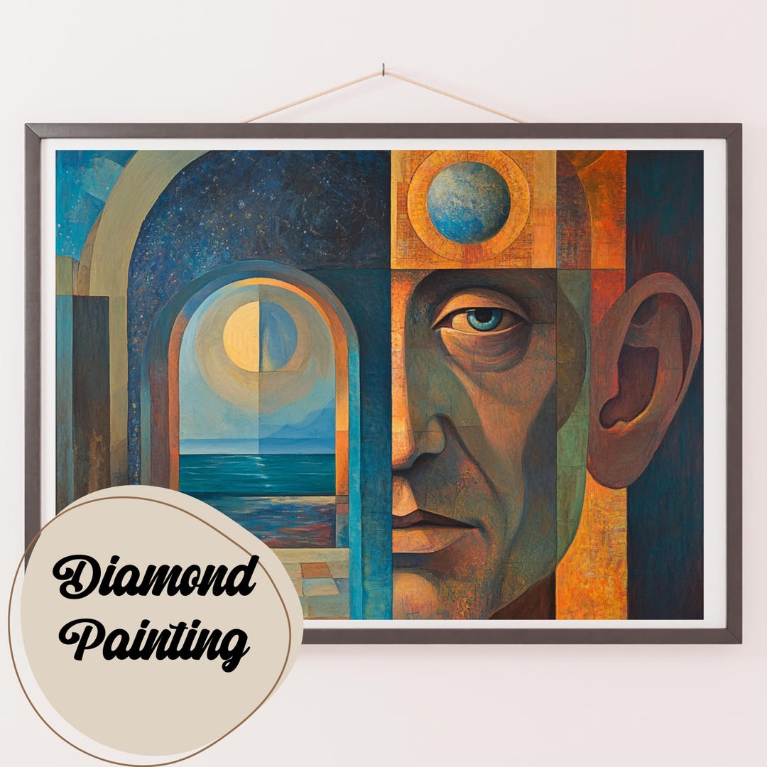 Surrealist Diamond Painting Kit: Abstract Geometry, Rhinestone Art - Etsy