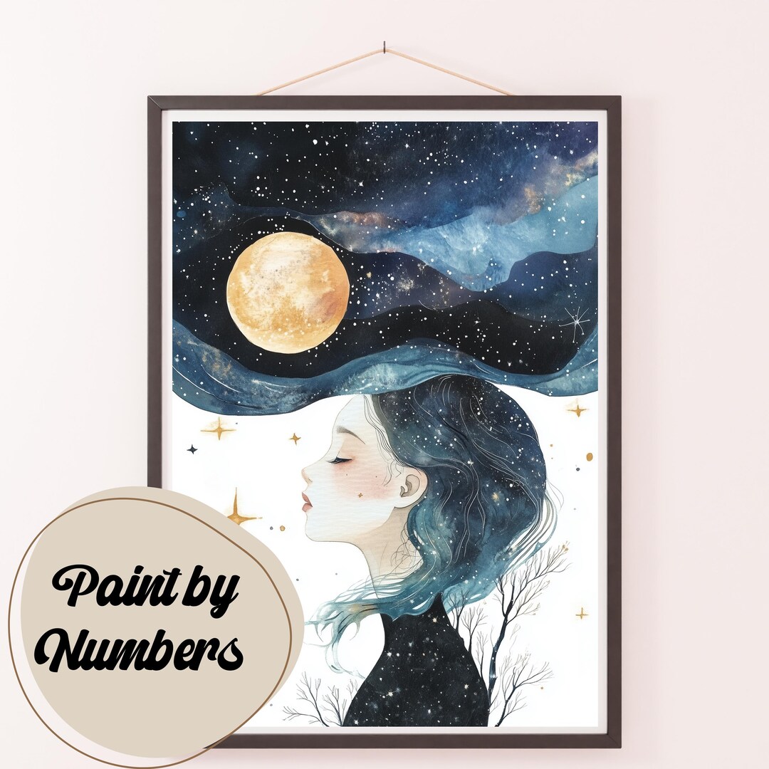 Paint by Numbers Kit: Moonlit Reverie, DIY Painting, Acrylic Kit for ...