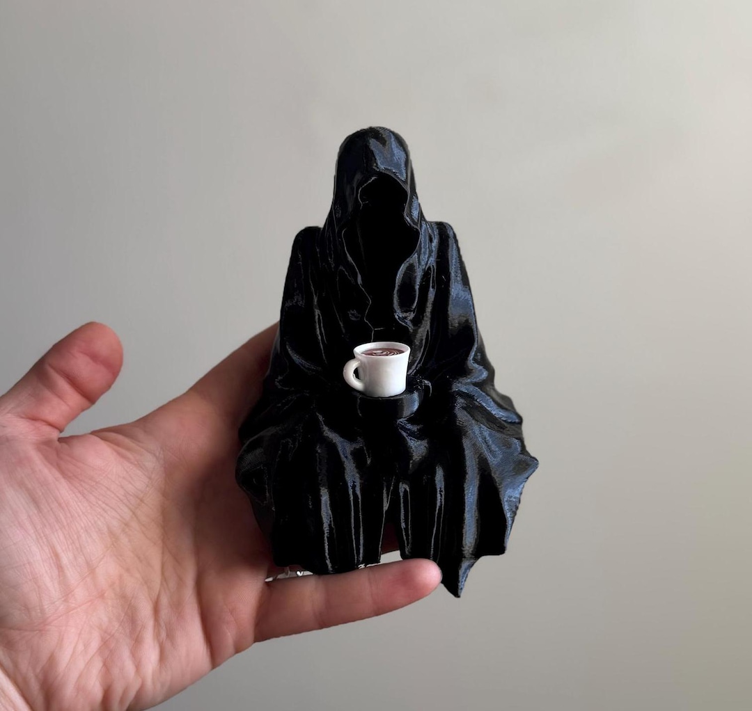 3D Printed Bookshelf Suriel,ghost,grim Reaper Figurine With Teacup ...