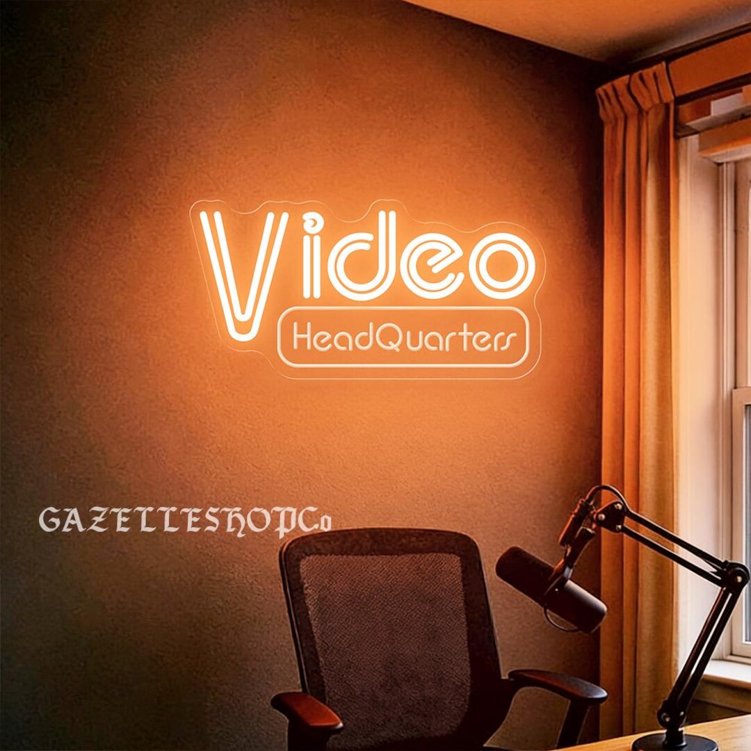 Video Headquarters Neon Sign, Retro Movie Room LED Decor - Etsy
