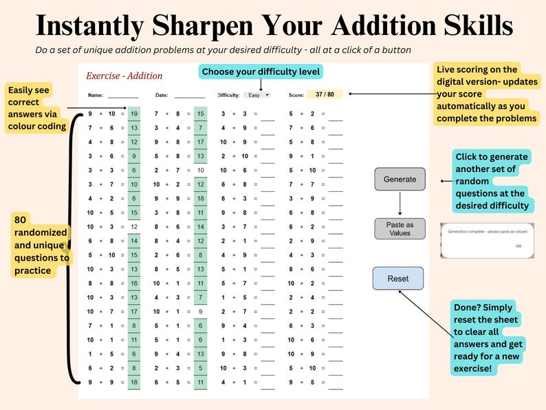 Maths Worksheets GENERATOR, Printable Maths Worksheets, Digital Maths ...