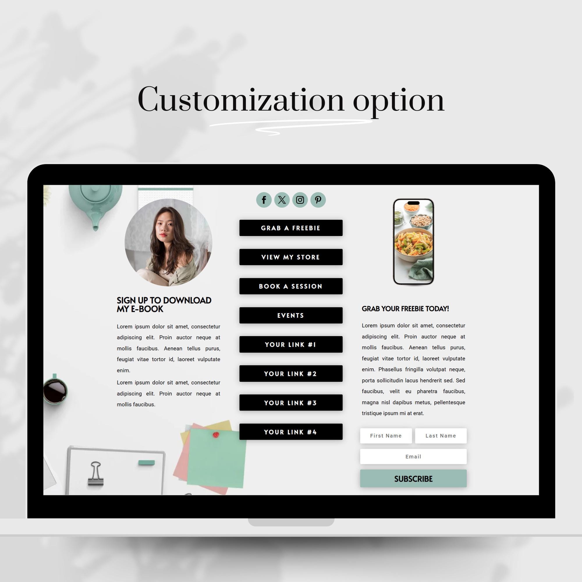 Editable Bio Link Divi Canva Template Wordpress Anika Layout Custom Instagram Social Media ...