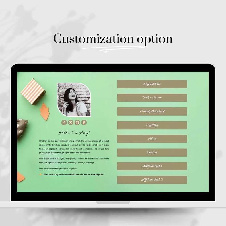 Editable Link in Bio Divi Template Wordpress Canva Custom Instagram ...