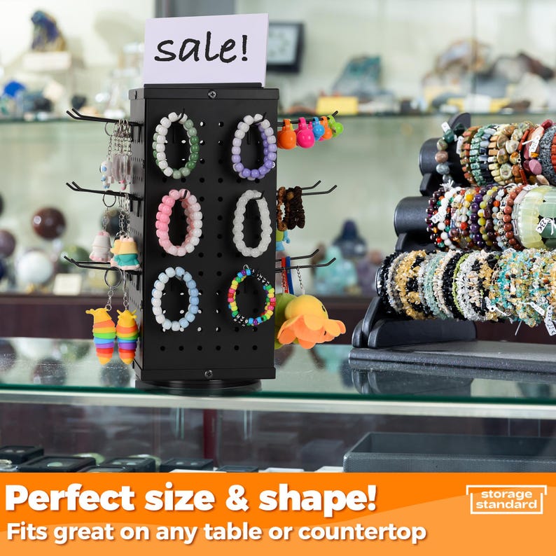 FREE US SHIPPING Rotating Pegboard Display Stand With 24 Hooks & Sign ...