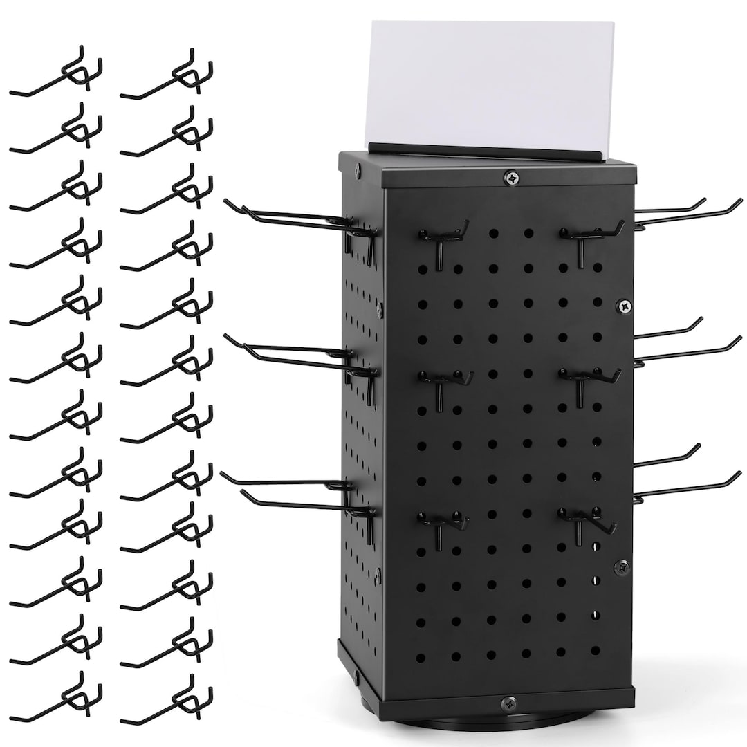 FREE US SHIPPING Rotating Pegboard Display Stand With 24 Hooks & Sign ...