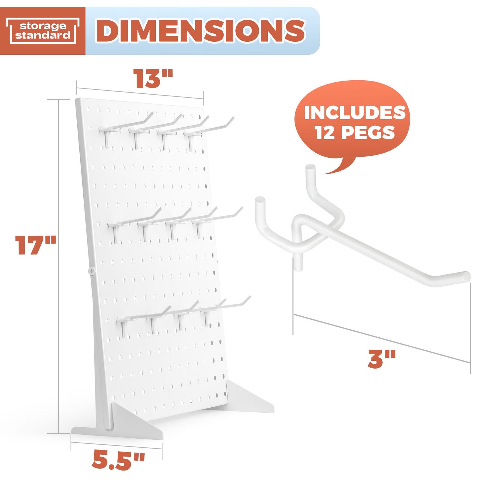 Pegboard Display Stand With 12 Peg Hooks for Retail Craft Shows & Fairs ...