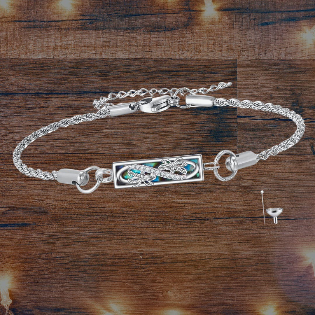 Dragonfly Urn Bracelet Sterling Silver Cremation Bracelet for Ashes 925 ...