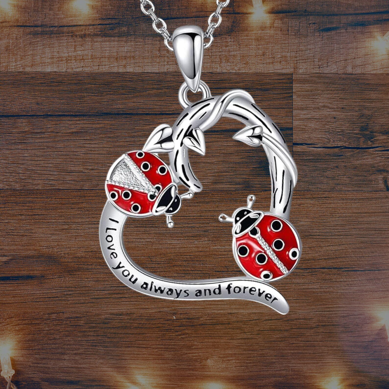 Ladybug Love Heart Necklace 925 Sterling Silver Ladybug Necklace for ...