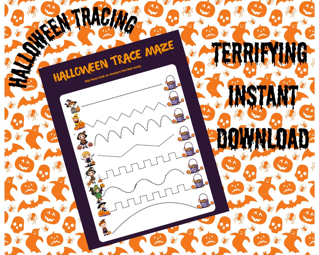 Halloween Tracing Worksheet, Preschool Tracing, Fine Motor Skills ...