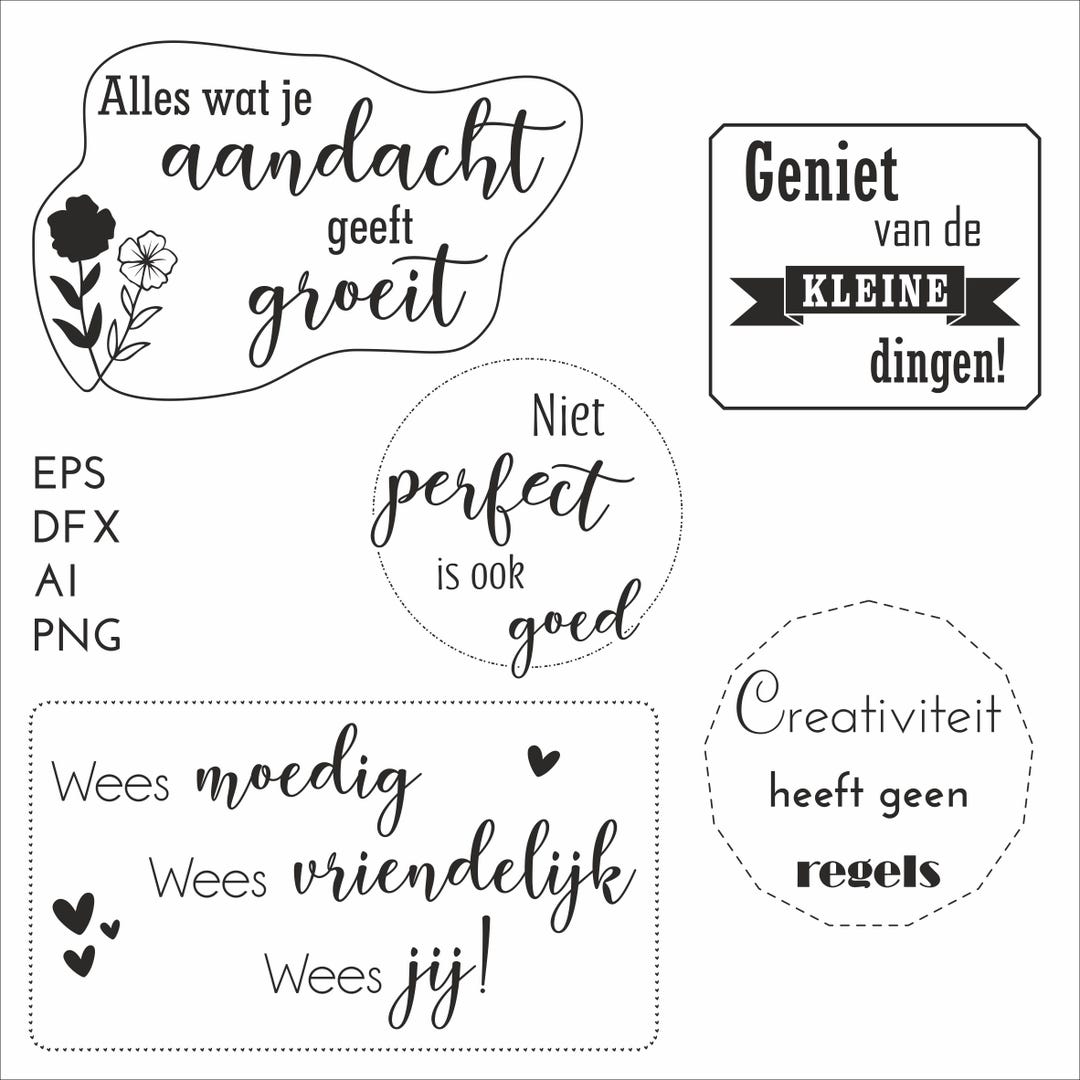 Dutch Inspirational Quotes Cutting File Bundle 5 Dutch Sayings for ...