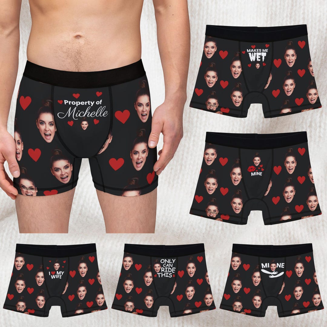 Personalised Face Boxer With Text, Valentine's Day Gift, Custom Men ...