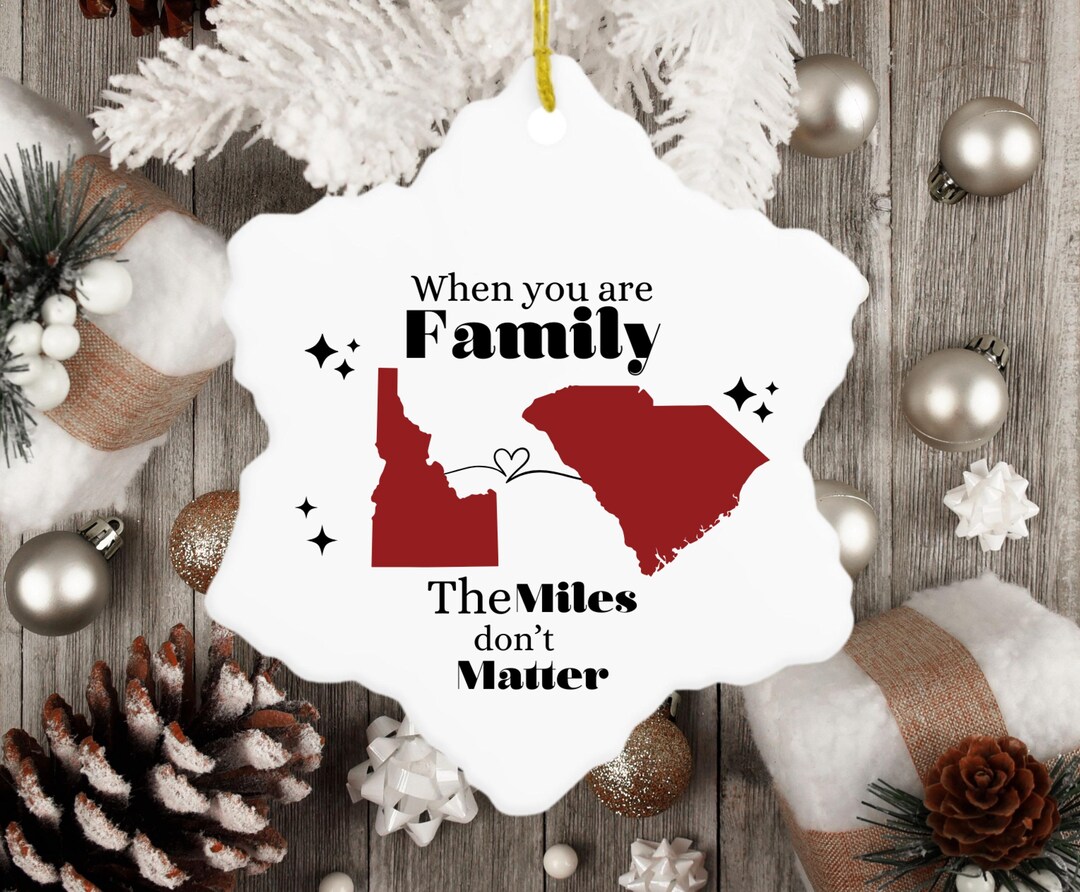 Side by Side or Miles Apart Gift, Family Long Distance Ornament, Custom ...