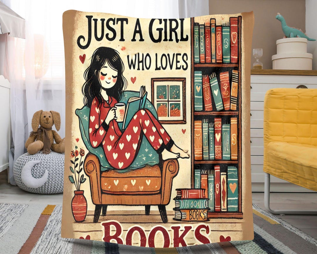 Just A Girl Who Loves Books Blanket, Custom Blankets, Book Blanket ...