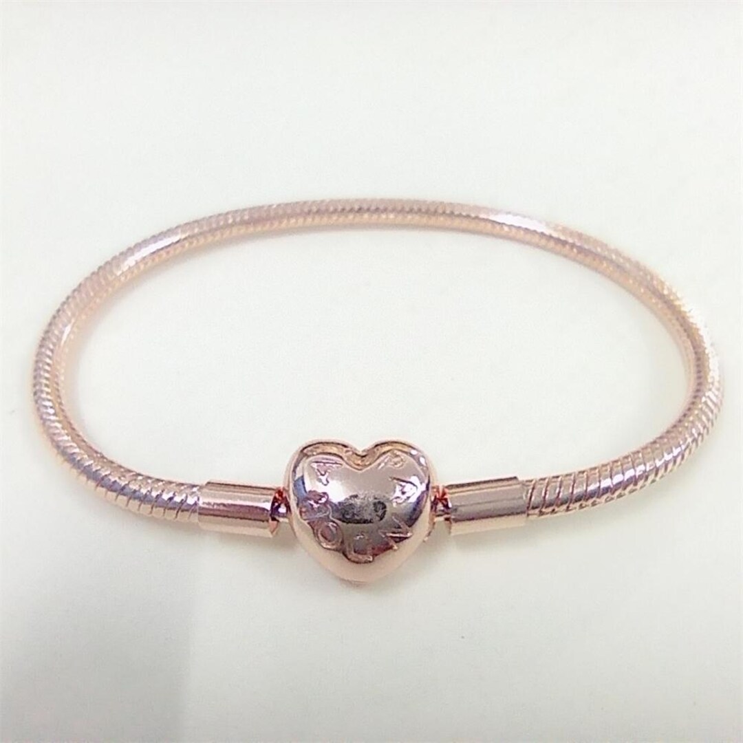Pandora Moments Rose Gold Snake Chain Gold-plated Bracelet With Heart ...