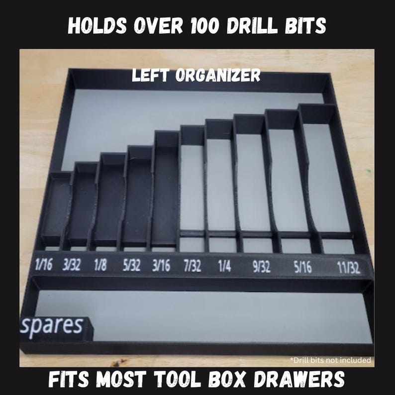 Drill Bit Organizer - Fits Most Toolbox Drawers - Easily Accessible ...