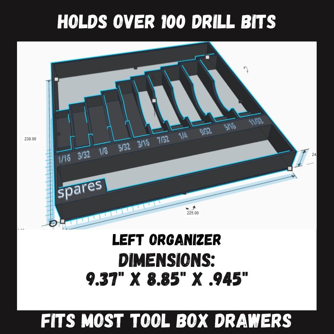 Drill Bit Organizer - Fits Most Toolbox Drawers - Easily Accessible ...